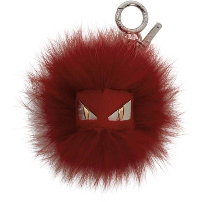 Fendi Red Fur Bag Bugs Keychain Fendi