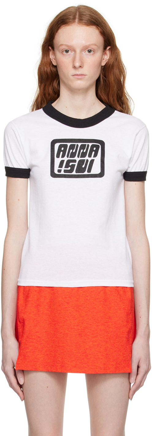 Anna Sui White & Black Ringer T-Shirt Anna Sui