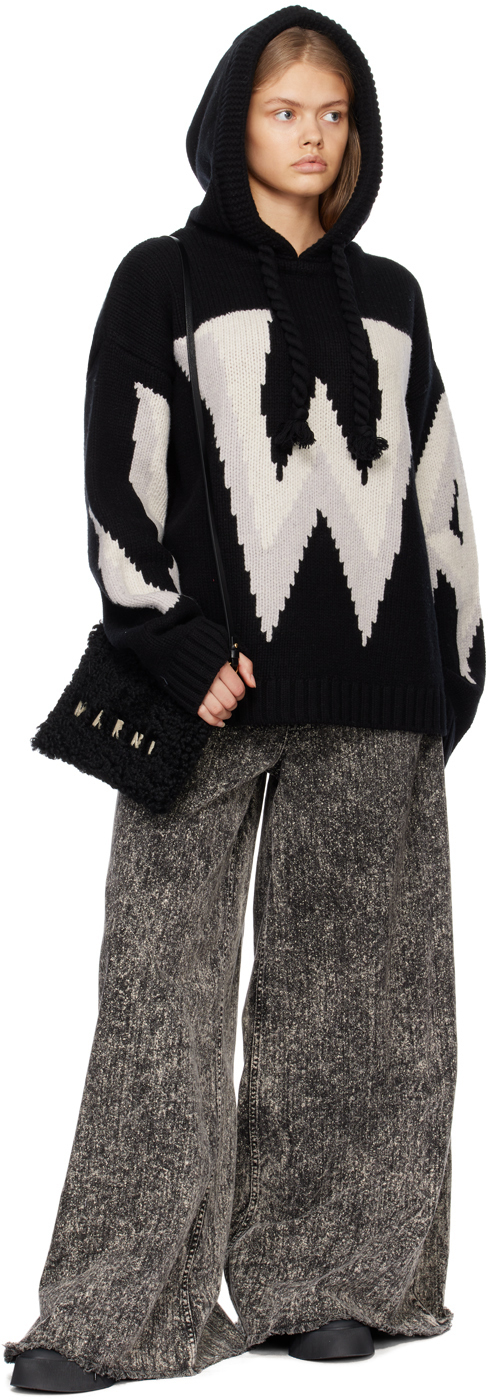 JW Anderson Black & Off-White Gothic Chunky Hoodie JW Anderson