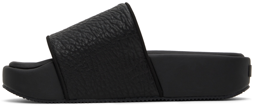 Y-3 Black Leather Platform Slides Y-3