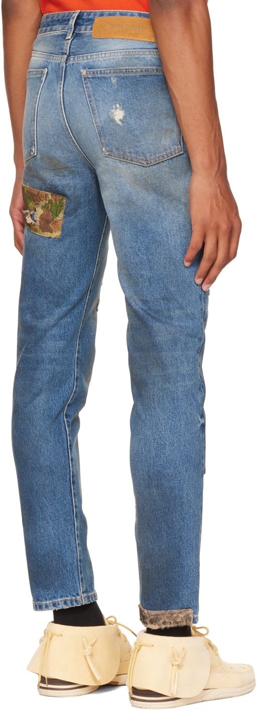 Palm Angels Blue Curved Palm Tree Jeans Palm Angels