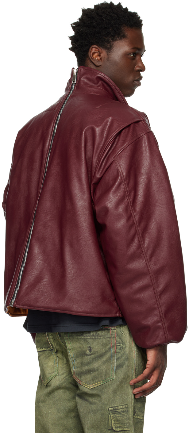 (di)vision Burgundy Zip Faux-Leather Bomber Jacket (Di)vision
