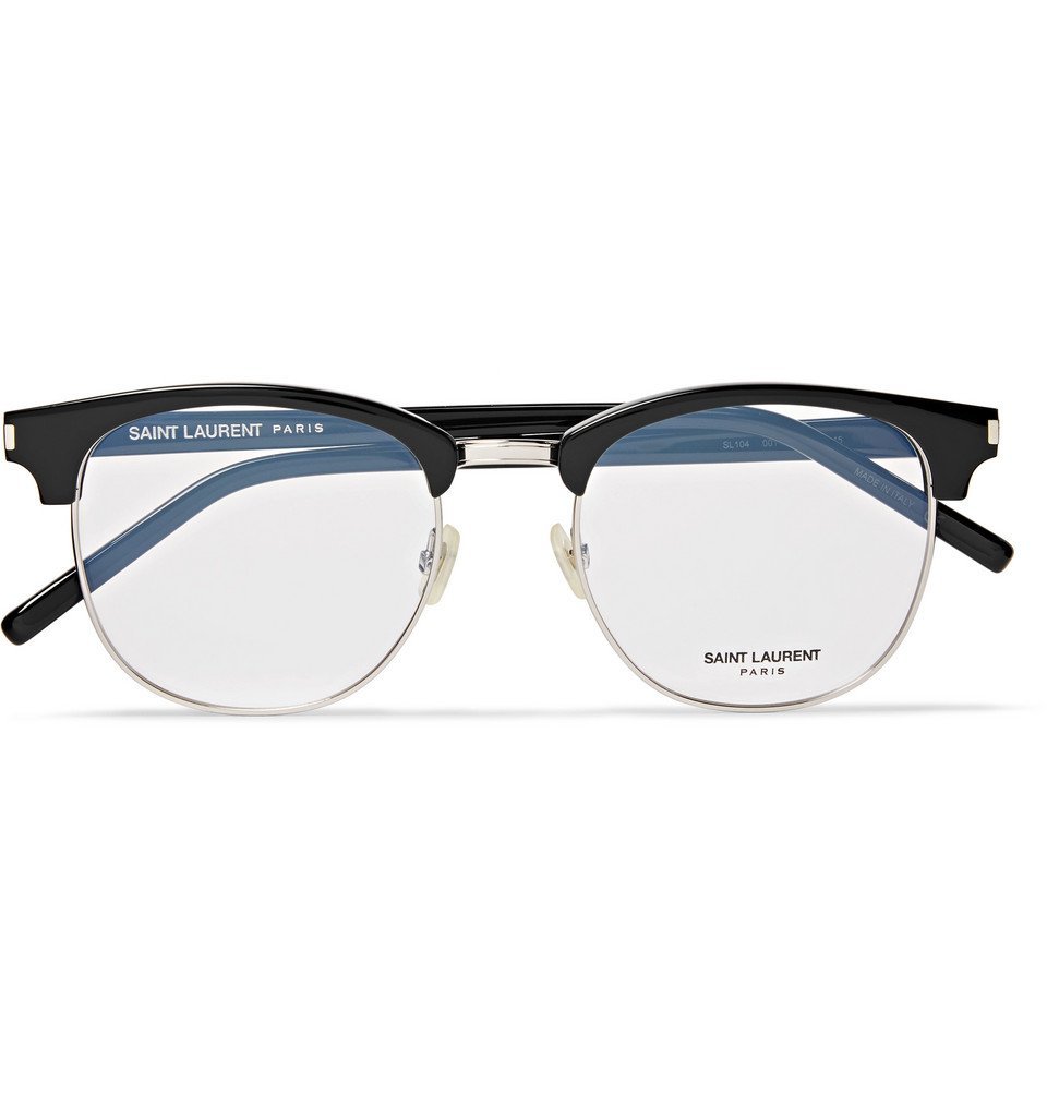 SAINT LAURENT - D-Frame Acetate and Silver-Tone Optical Glasses - Black ...