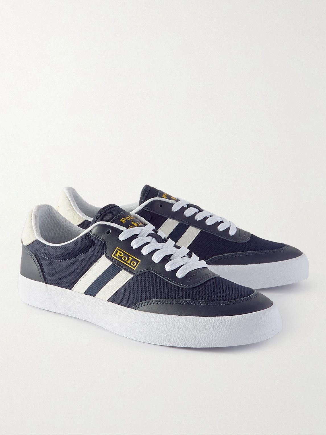 Polo Ralph Lauren - Court Vulc Webbing-Trimmed Leather and Mesh ...
