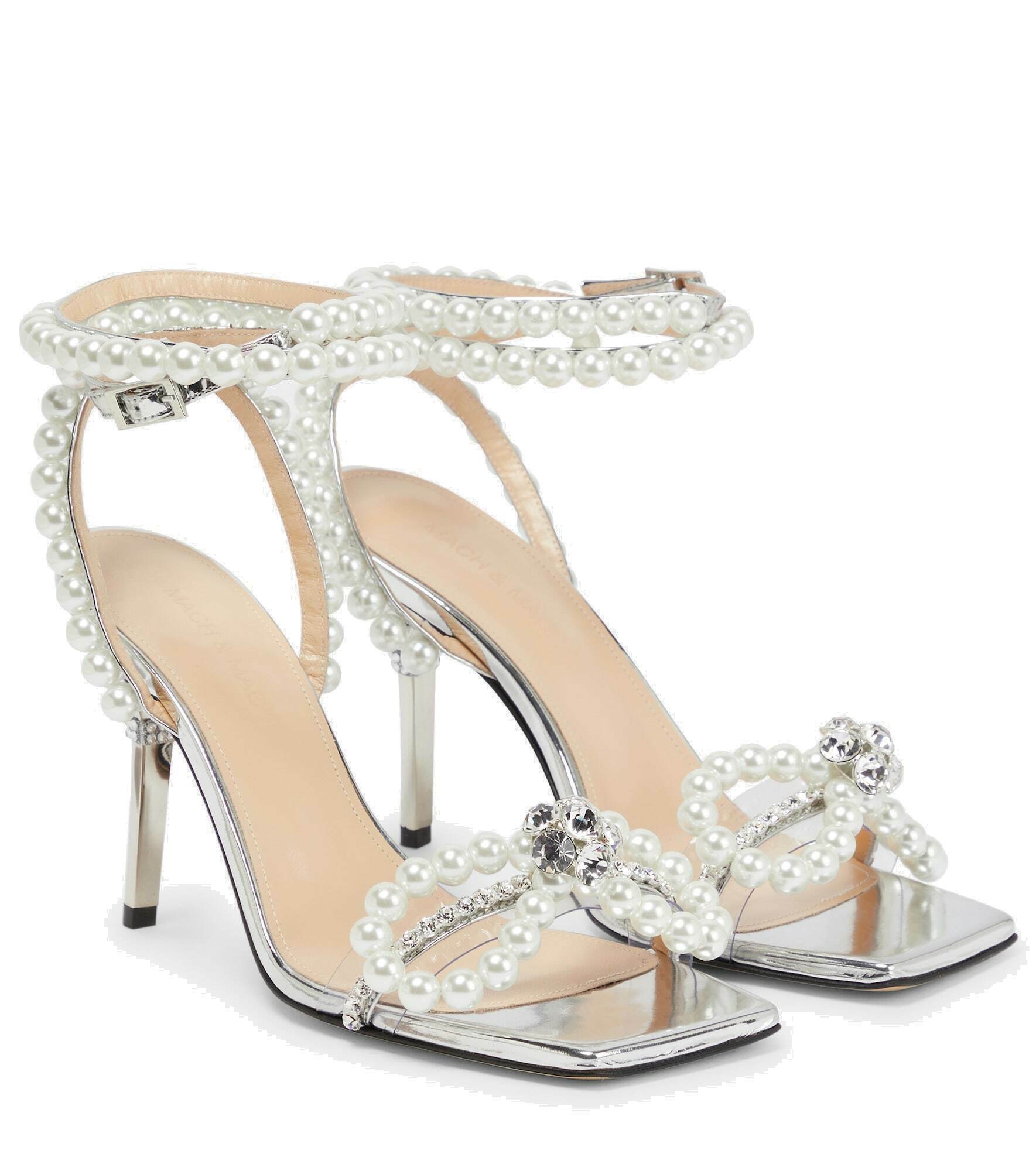 Mach & Mach - Embellished metallic leather sandals MACH & MACH