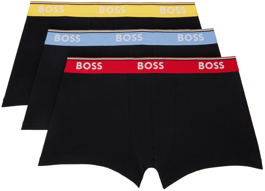 BOSS Three-Pack Black Jacquard Boxers BOSS