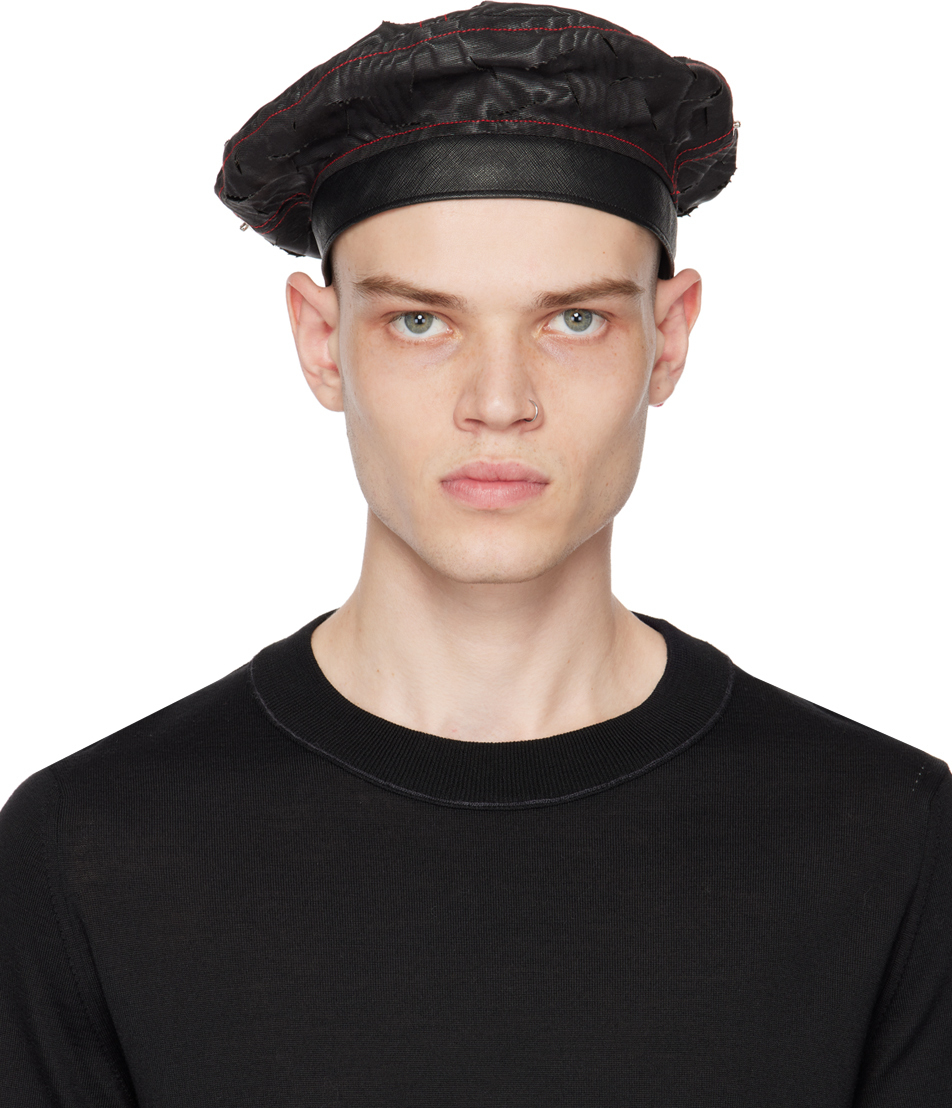 Juntae Kim Black Slashed Beret