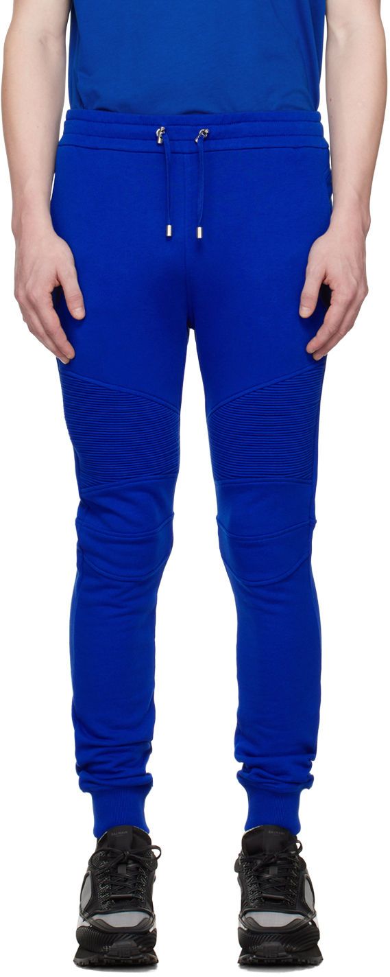 Balmain Blue Ribbed Sweatpants Balmain