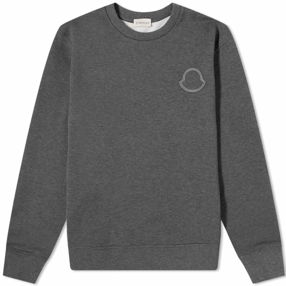 Moncler Men's Outline Logo Crew Sweat in Grey Marl Moncler