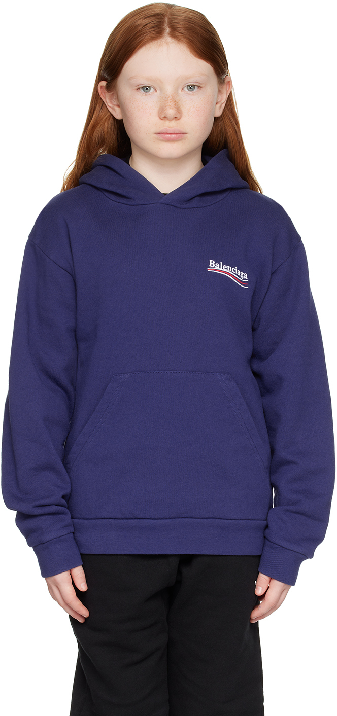 Balenciaga Kids Kids Blue Political Campaign Hoodie Balenciaga Kids