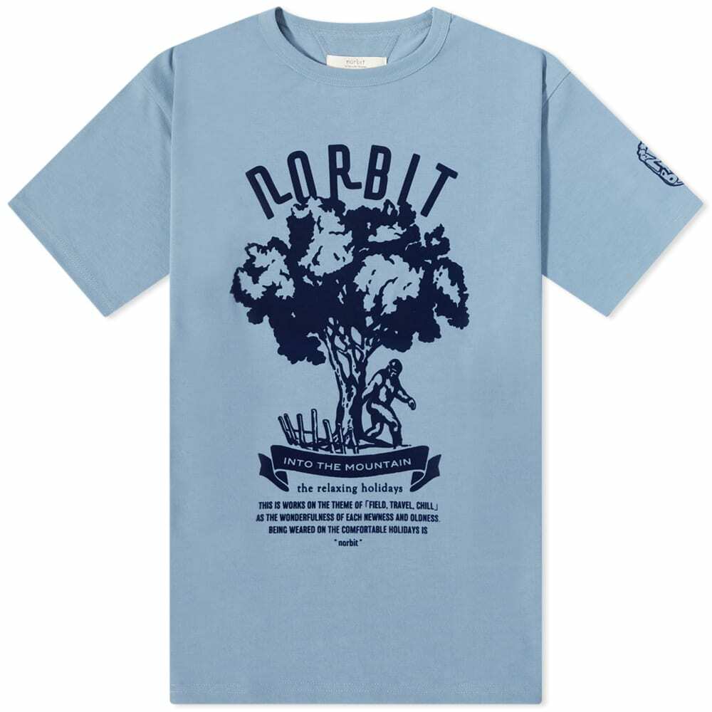 Norbit by Hiroshi Nozawa Men's Back Seam Print T-Shirt in Blue Grey ...