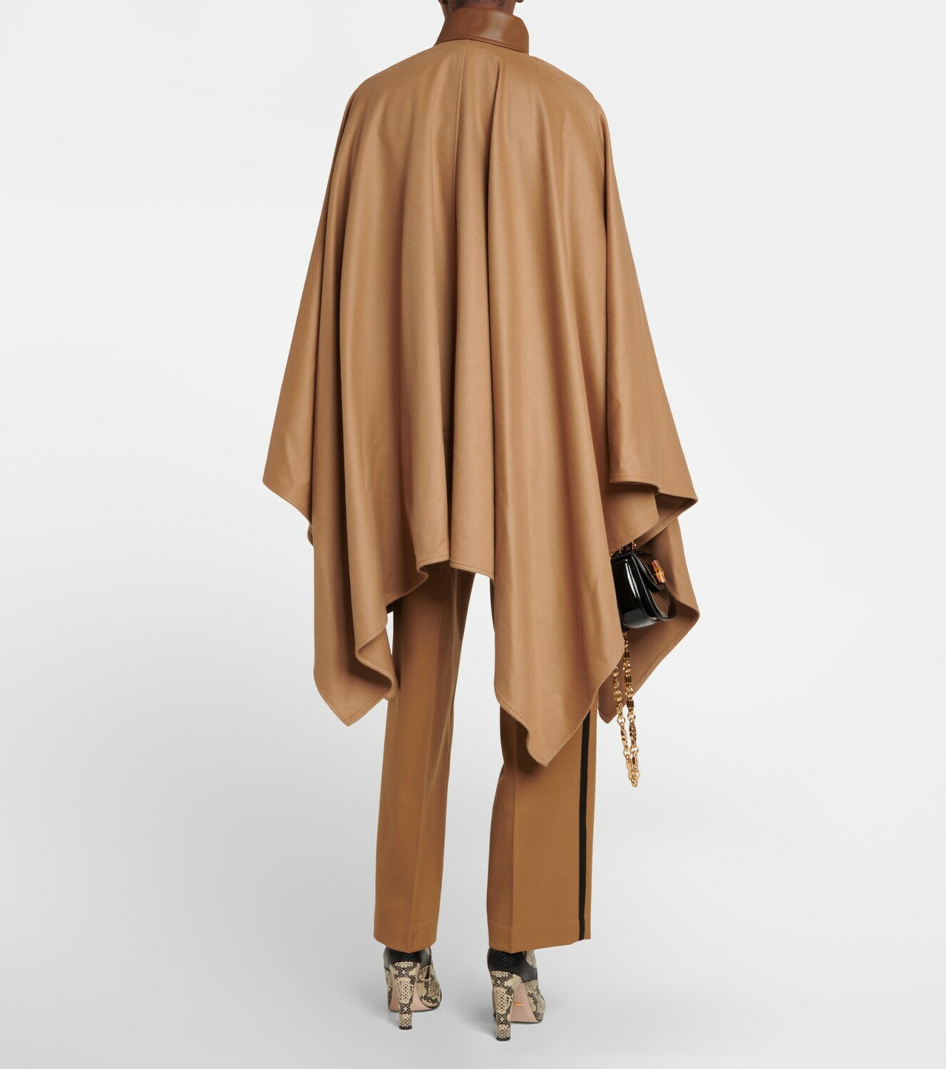 Gucci - Leather-trimmed wool cape Gucci