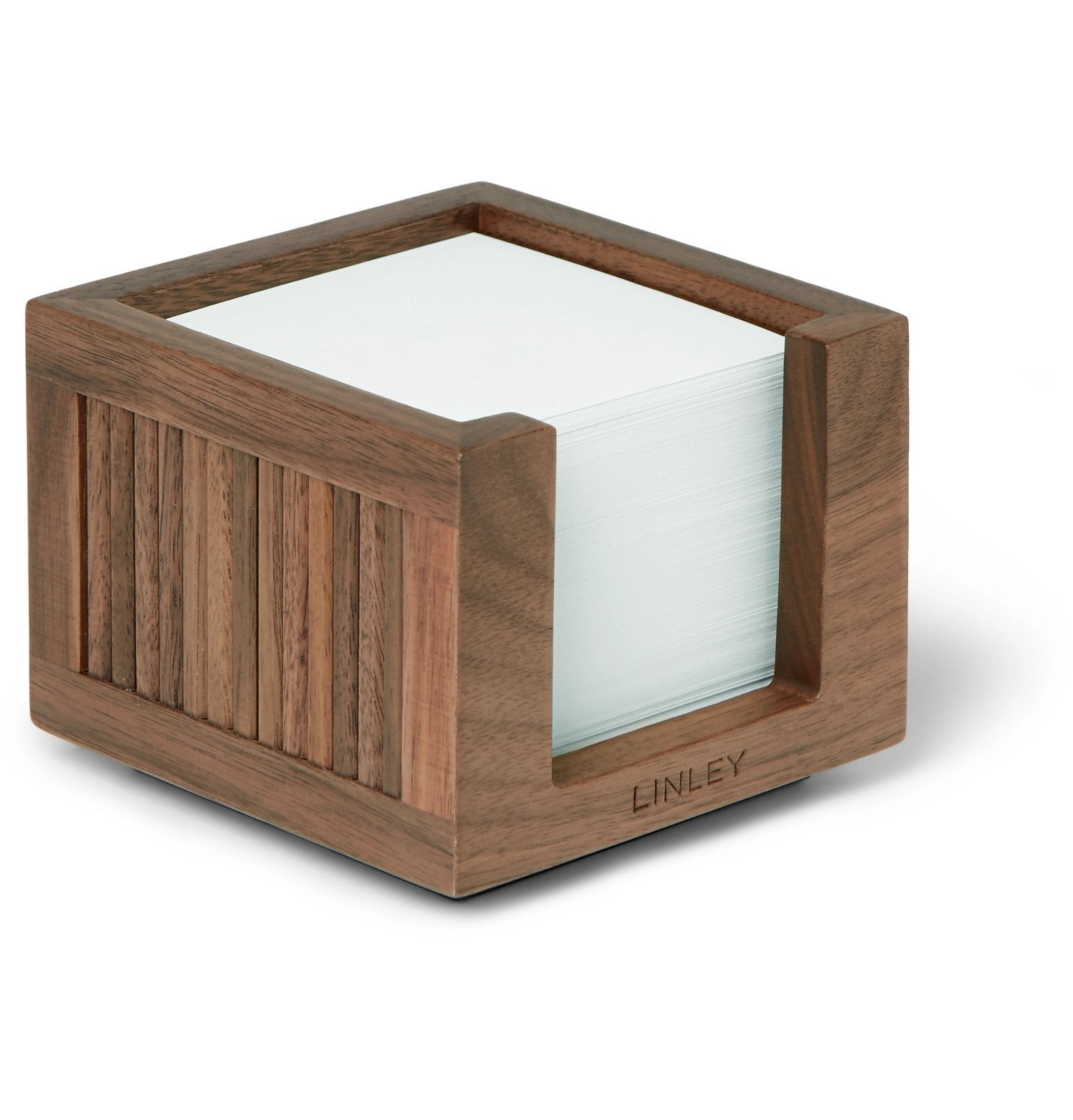 Linley - Tambour Walnut Note Holder - Brown Linley