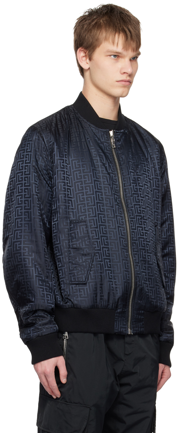 Balmain Black Monogram Reversible Bomber Jacket Balmain
