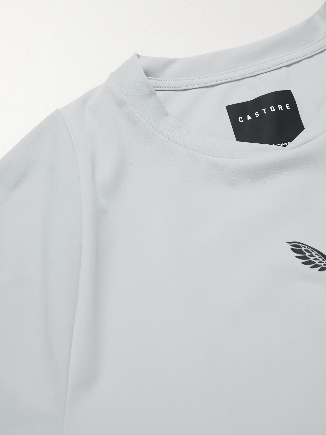 CASTORE - Logo-Print Perforated Stretch-Jersey T-Shirt - Gray CASTORE