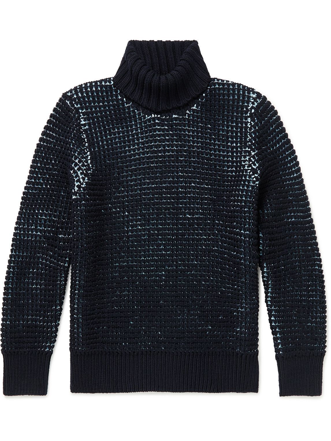 Hugo Boss - Nik Two-Tone Virgin Wool Rollneck Sweater - Blue Hugo Boss