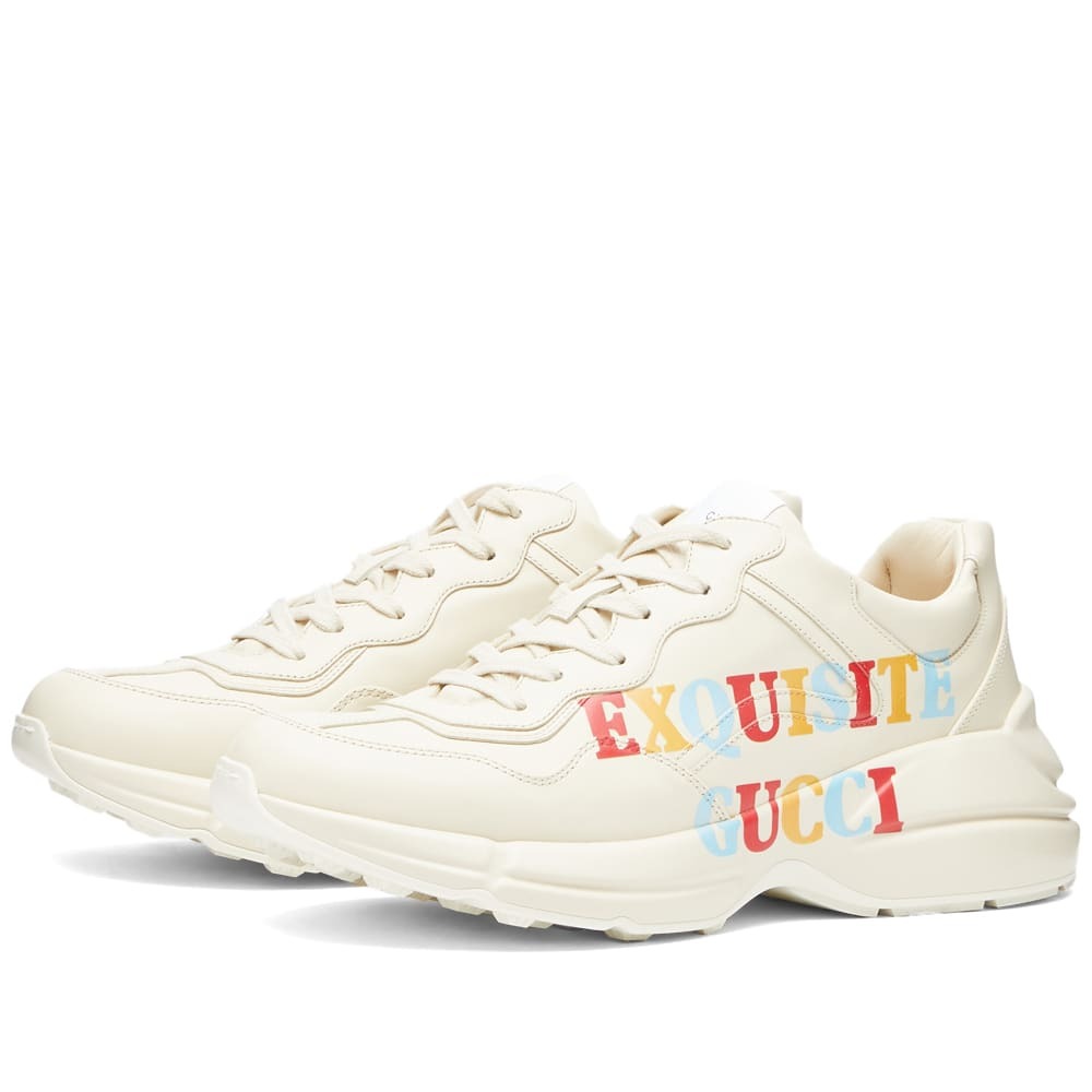 Gucci Men's Rhyton Exquisite Sneakers in White Gucci
