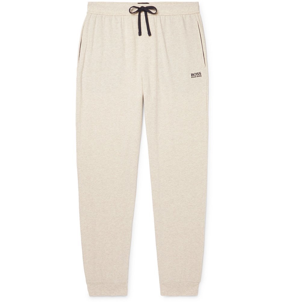 Hugo Boss - Slim-Fit Tapered Mélange Stretch-Cotton Jersey Sweatpants ...