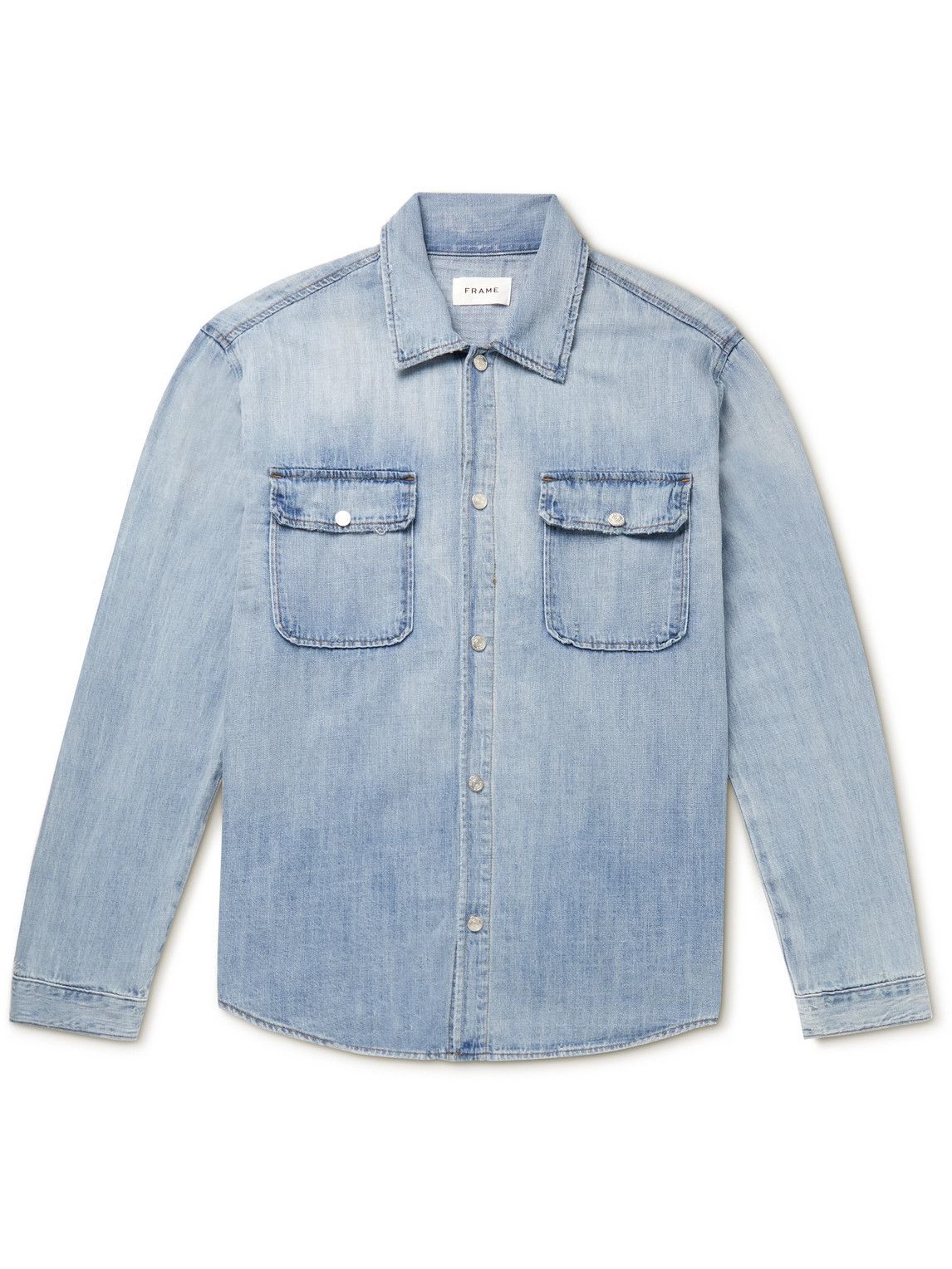 FRAME - Distressed Denim Shirt - Blue Frame Denim