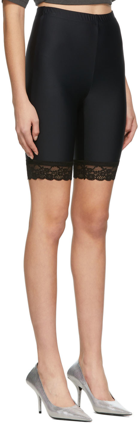 Pushbutton Black Lace Hem Bike Shorts Pushbutton