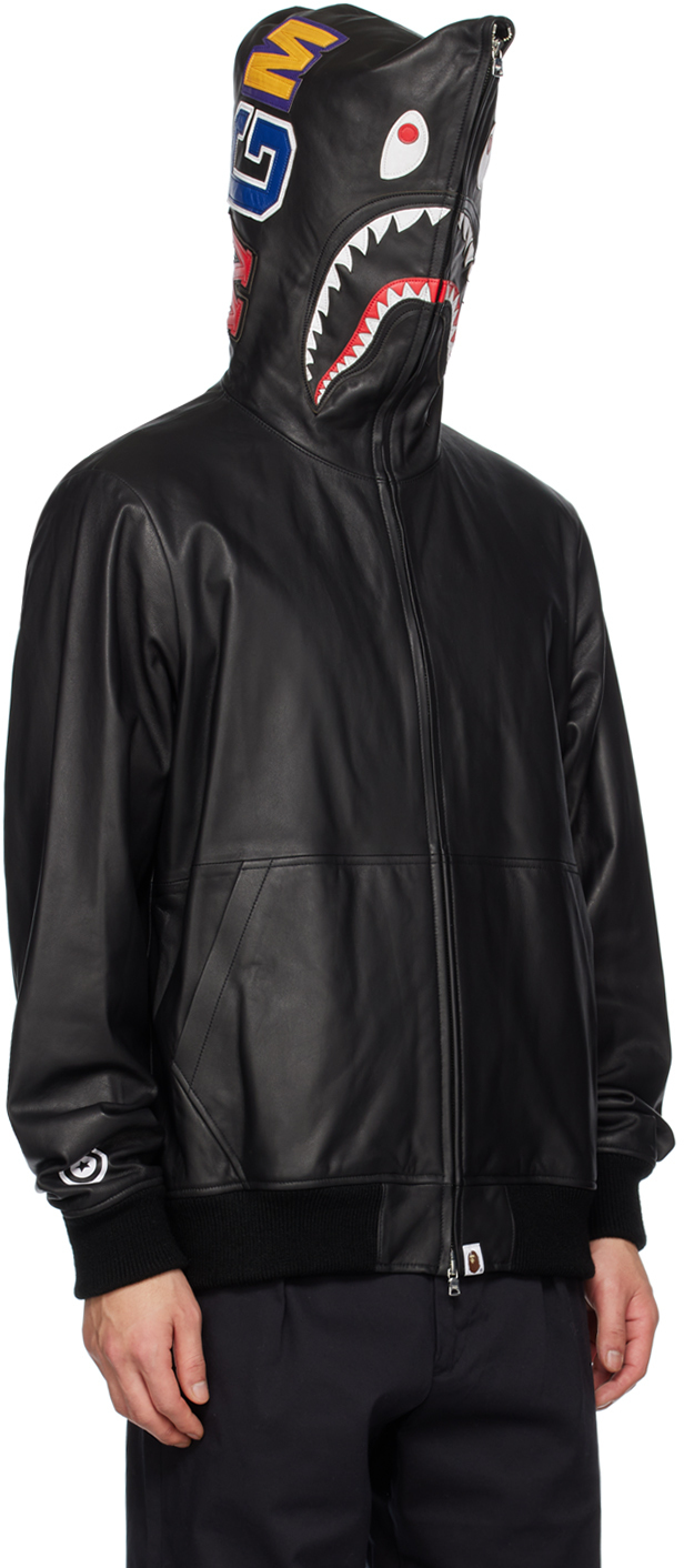 BAPE Black Shark Leather Jacket A Bathing Ape