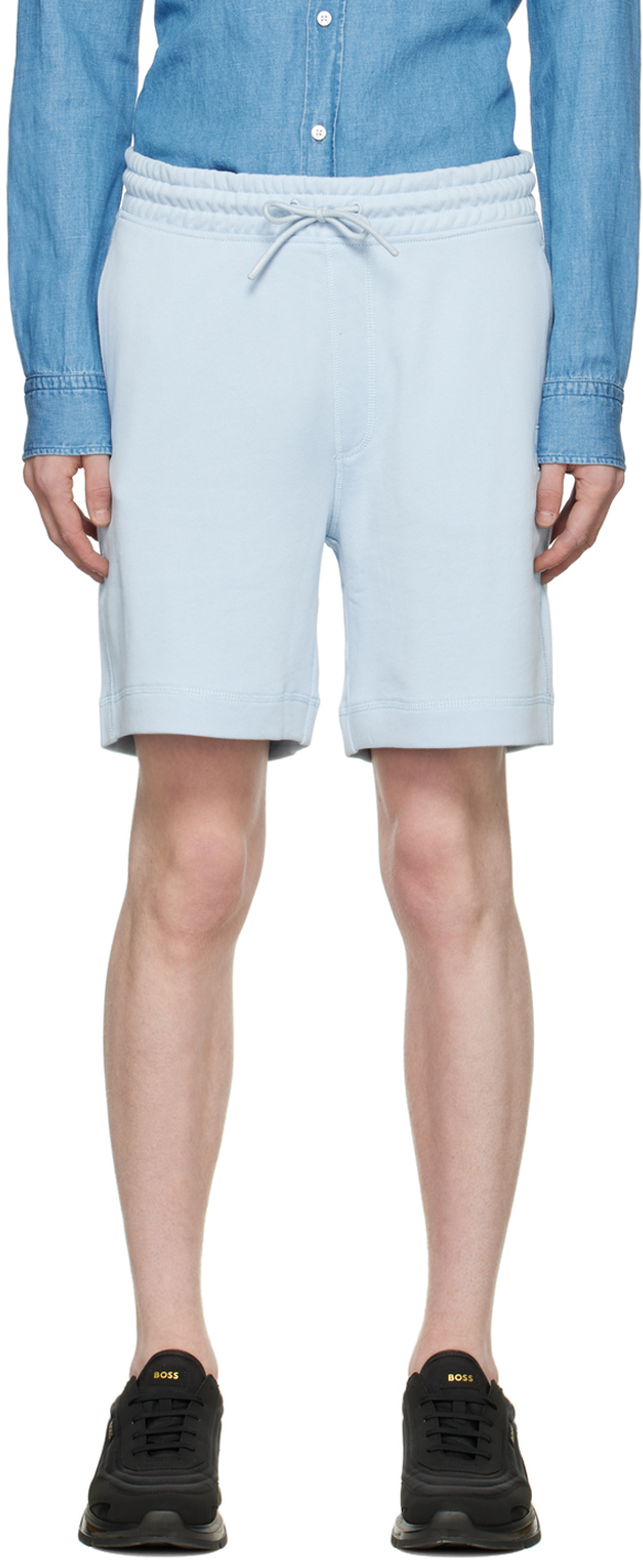 Boss Blue Embroidered Shorts BOSS