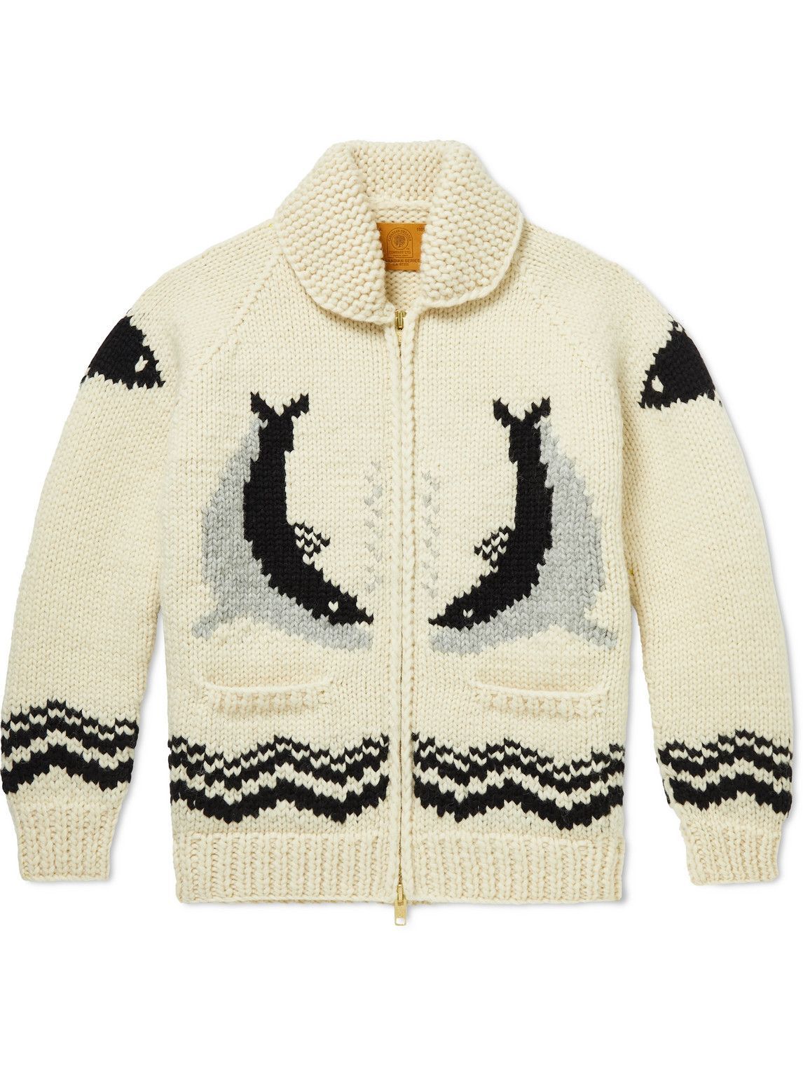 Canadian Sweater Company - Slim-Fit Shawl-Collar Intarsia Wool Zip-Up ...
