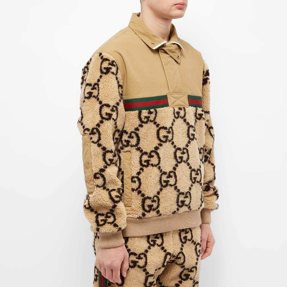 Gucci Men's Jumbo GG Fleece Panel Jacket in Beige Gucci