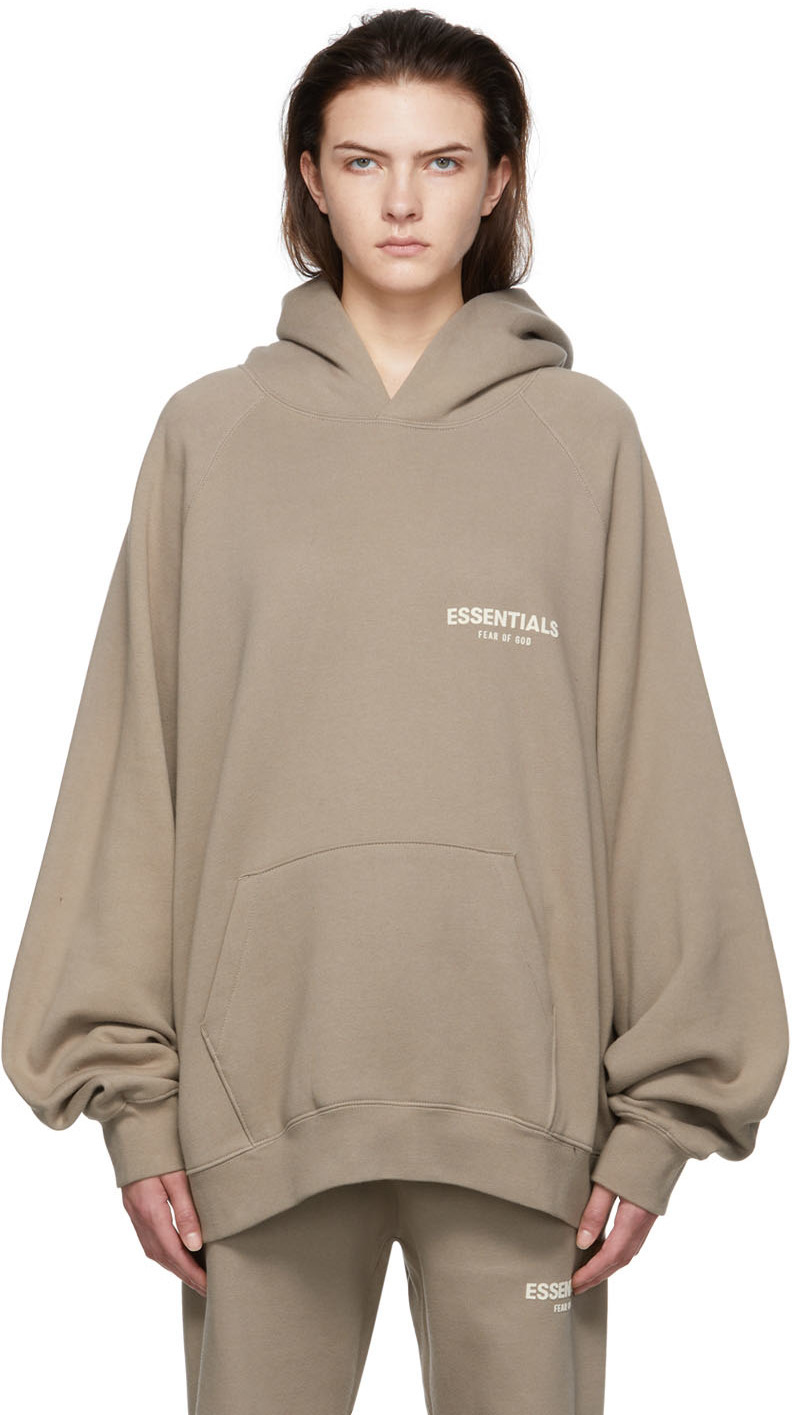 Essentials Taupe Cotton Hoodie Essentials