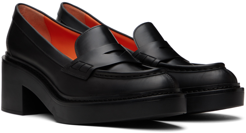Santoni Black Loafer Heels Santoni