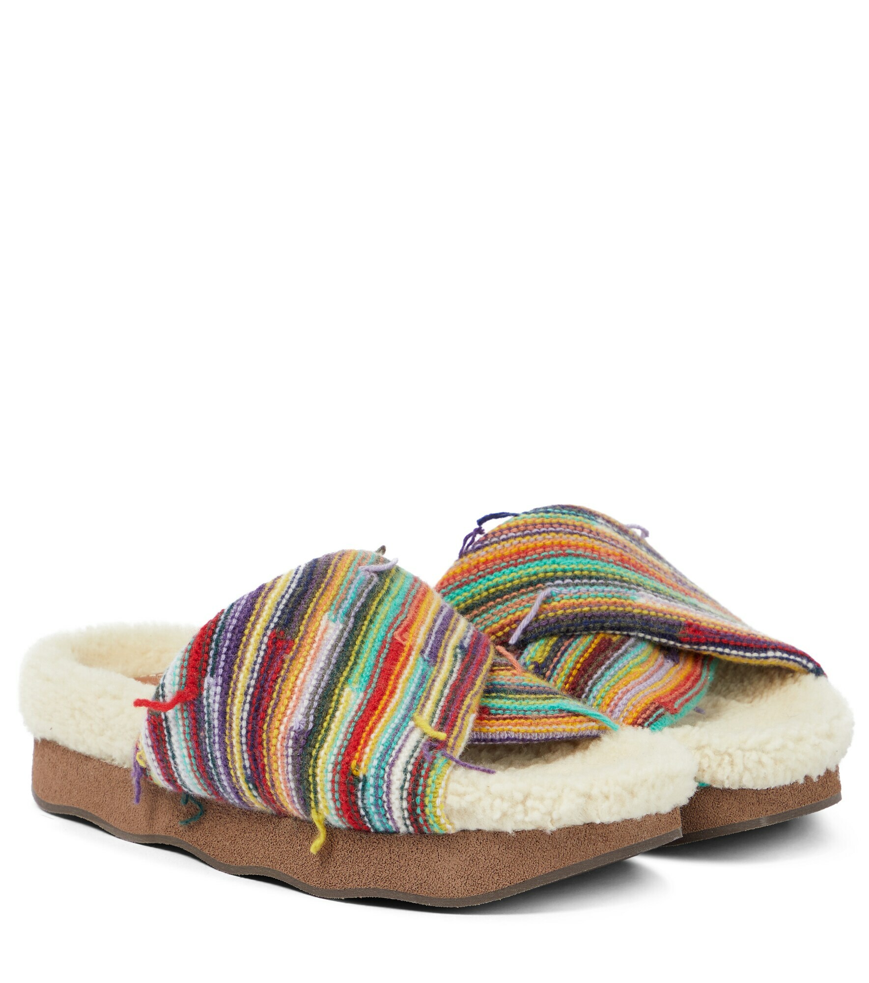 Chloe - Knitted shearling-lined slides Chloe