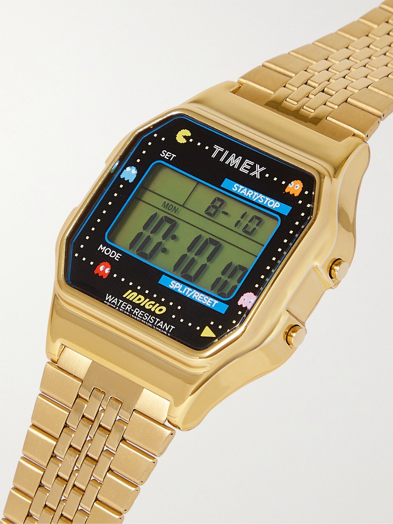 TIMEX - Pac-Man T80 34mm Gold-Tone Stainless Steel Digital Watch Timex