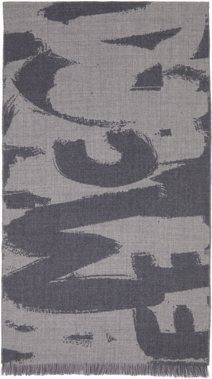 Alexander McQueen Gray Graffiti Scarf Alexander McQueen