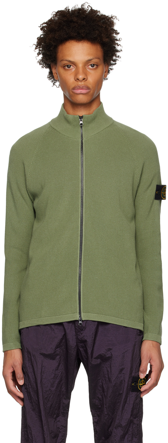 Stone Island Green Zip Sweater Stone Island