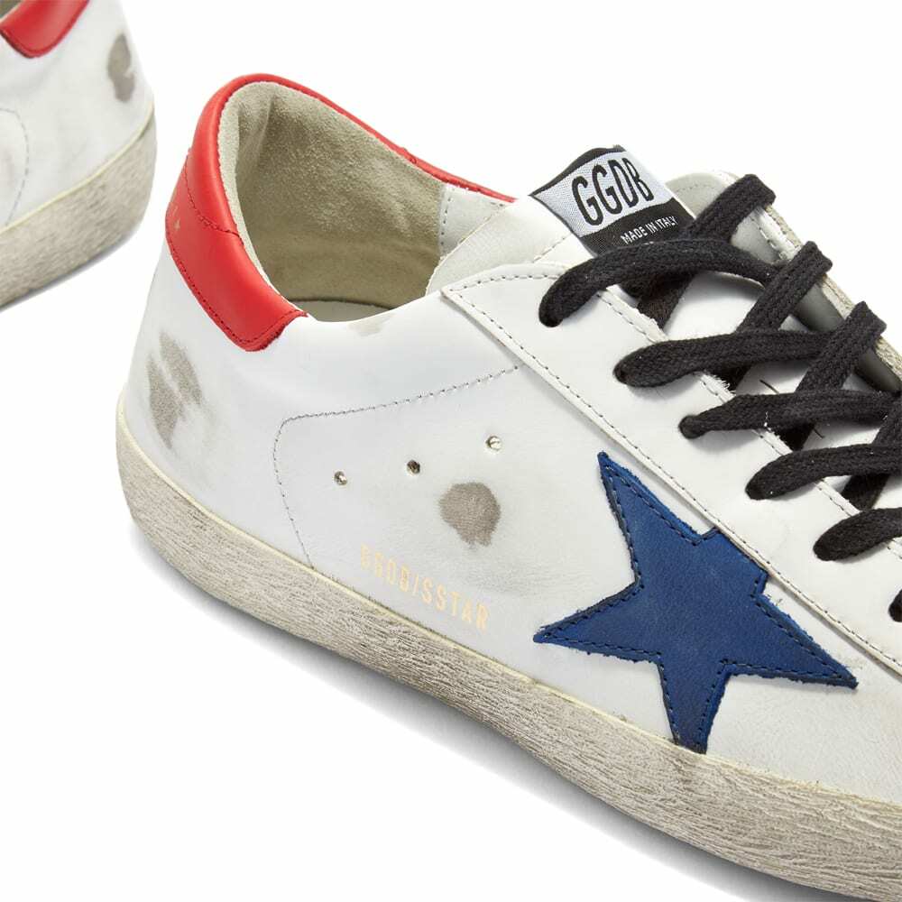 Golden Goose Men's Superstar Leather Sneakers in White/Bluette/Red ...