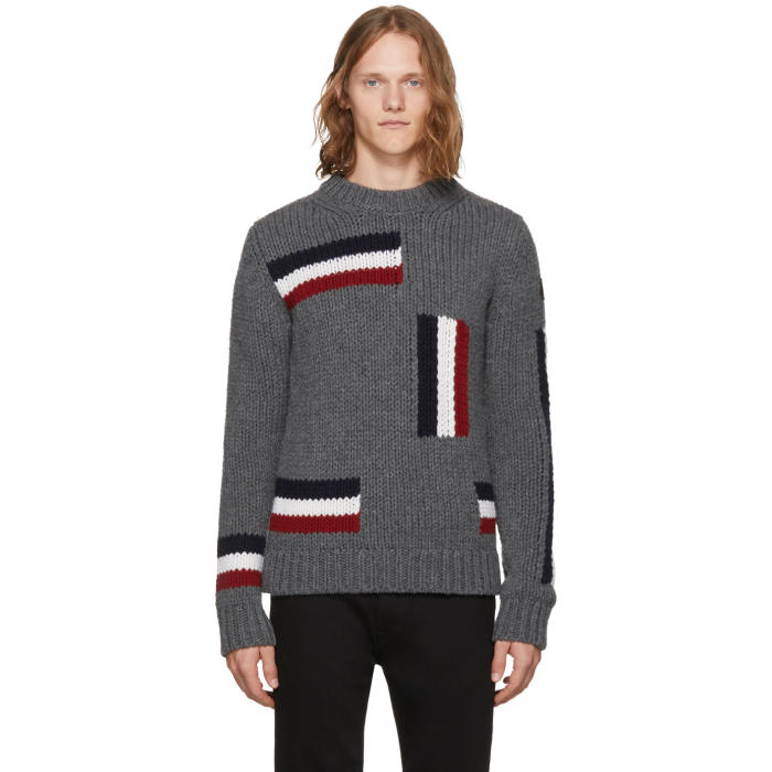Moncler Grey Tricolor Flag Sweater Moncler