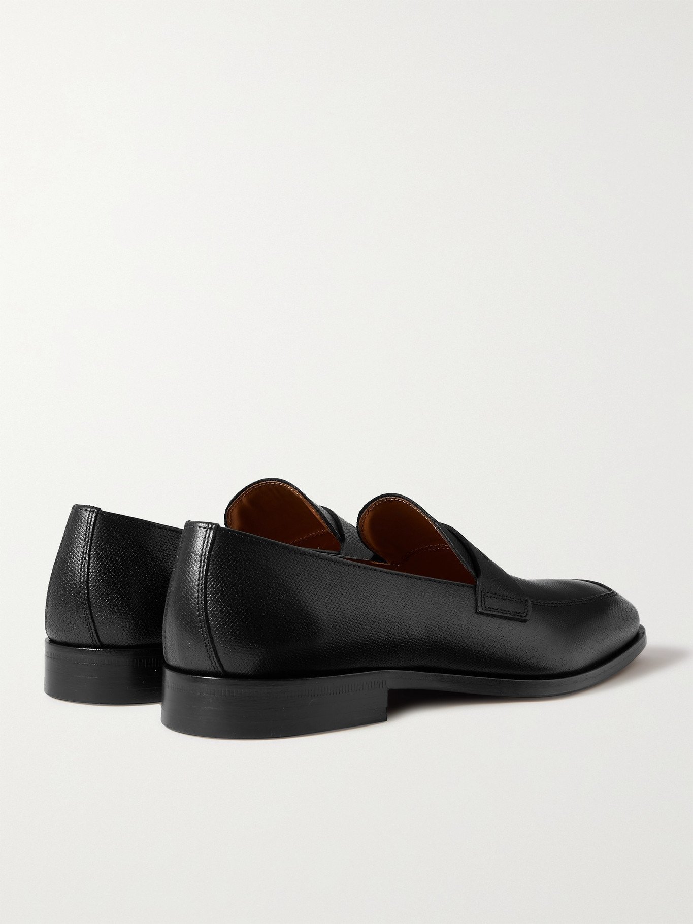 HUGO BOSS - Lisbon Textured-Leather Penny Loafers - Black Hugo Boss