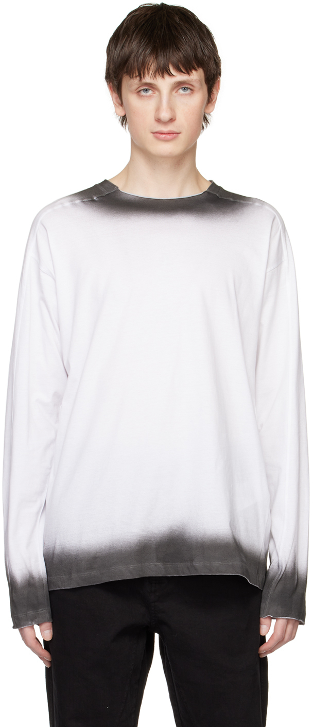 Isabel Benenato White Spray Paint Long Sleeve T-Shirt Isabel Benenato