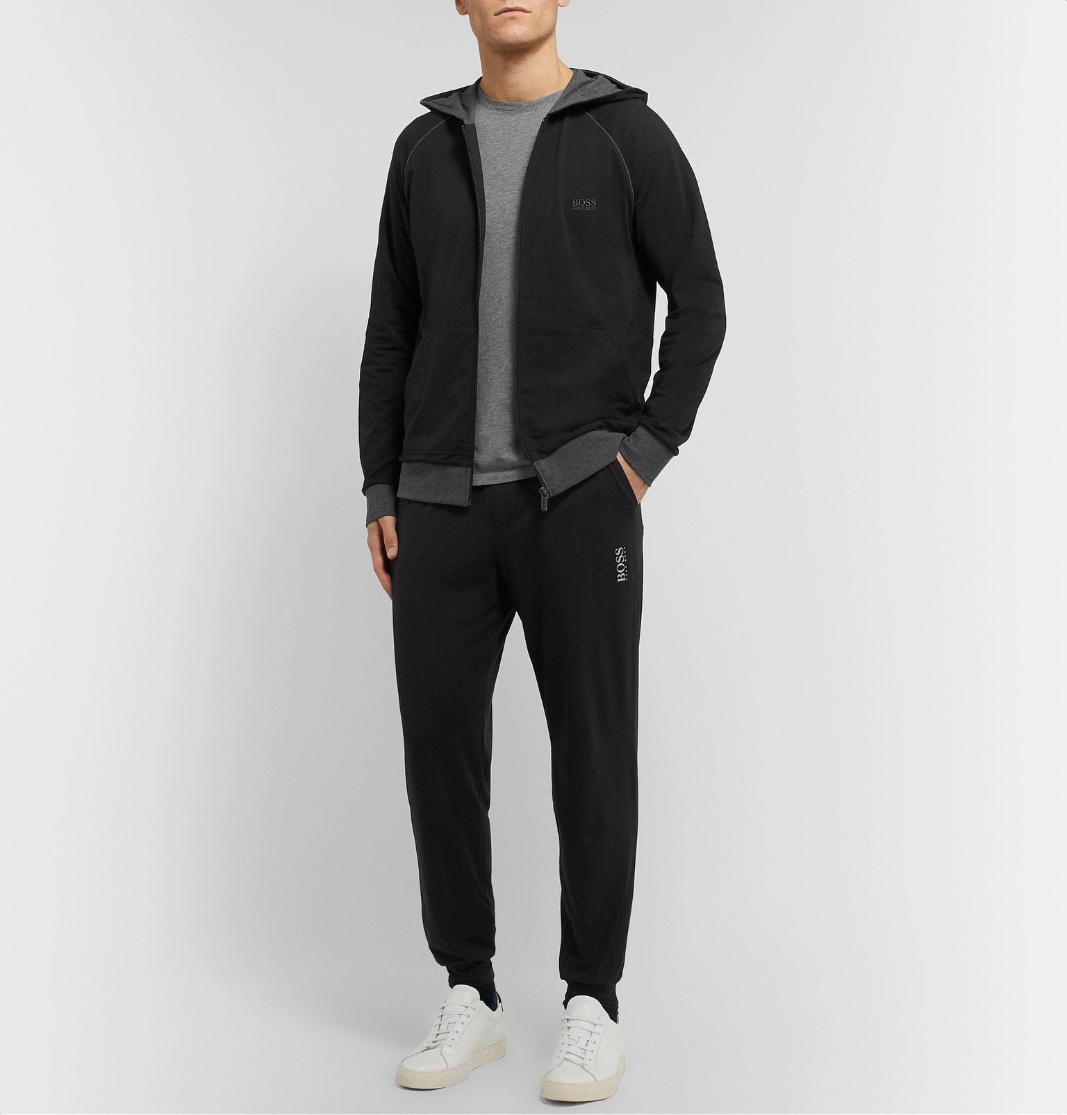 Hugo Boss - Stretch-Cotton Jersey Zip-Up Hoodie - Black Hugo Boss