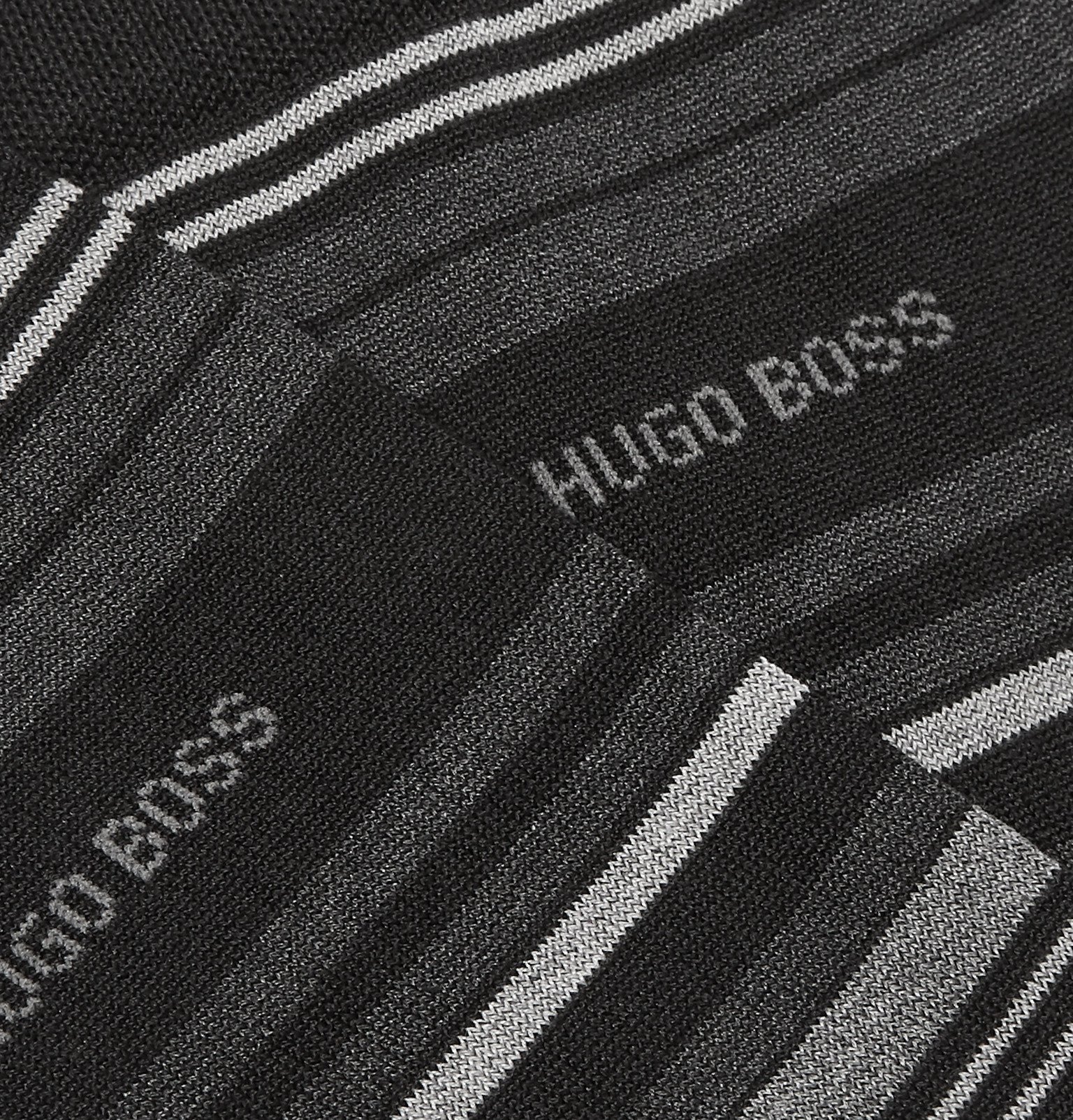 Hugo Boss - Striped Stretch Cotton-Blend Socks - Black Hugo Boss