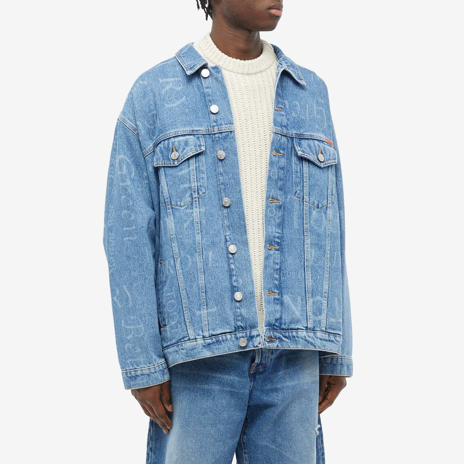 Martine Rose Men's Oversized Denim Jacket in Blue Streetnames Martine Rose