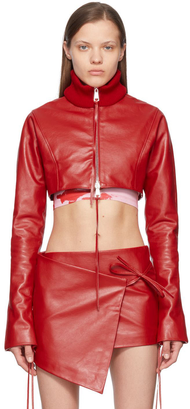 ioannes Red Jade Combat Leather Jacket ioannes
