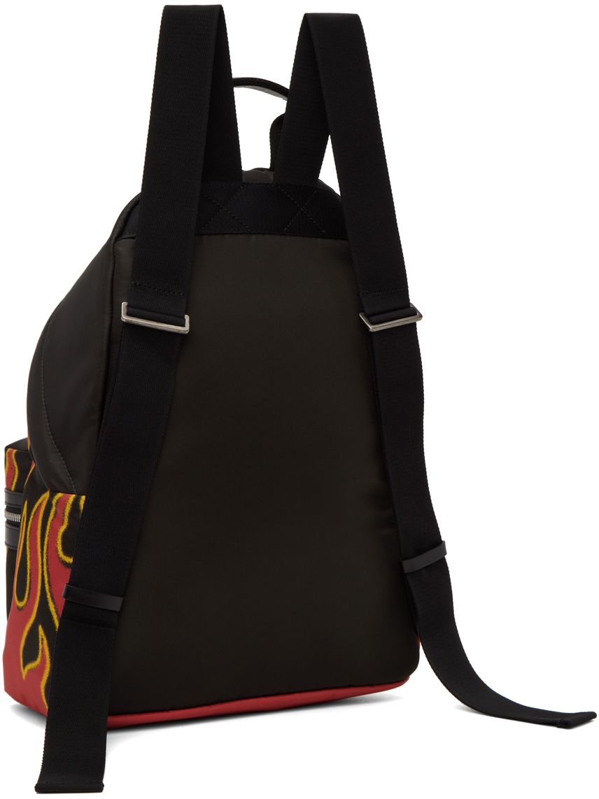 Palm Angels Black Flames Backpack Palm Angels