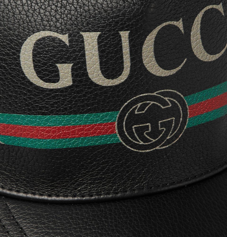 Gucci - Logo-Print Leather and Mesh Baseball Cap - Men - Black Gucci