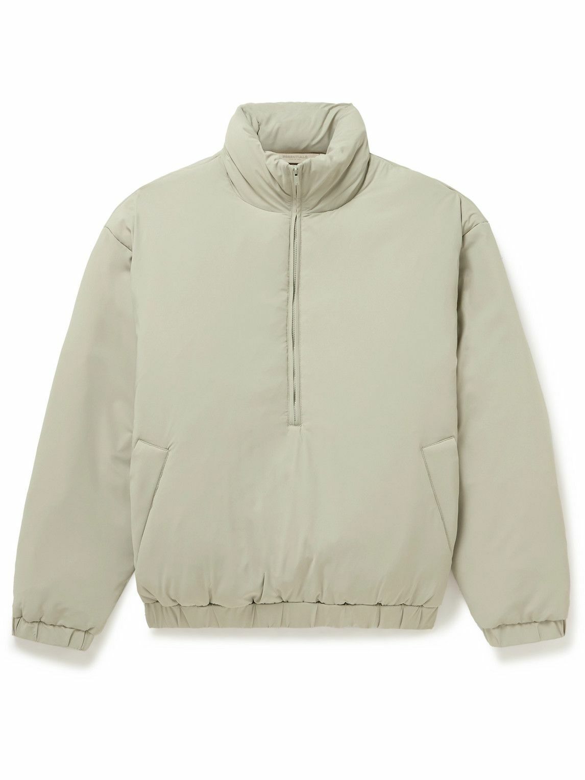 FEAR OF GOD ESSENTIALS - Logo-Appliquéd Padded Stretch-Nylon Half-Zip Jacket - Gray Fear Of God ...