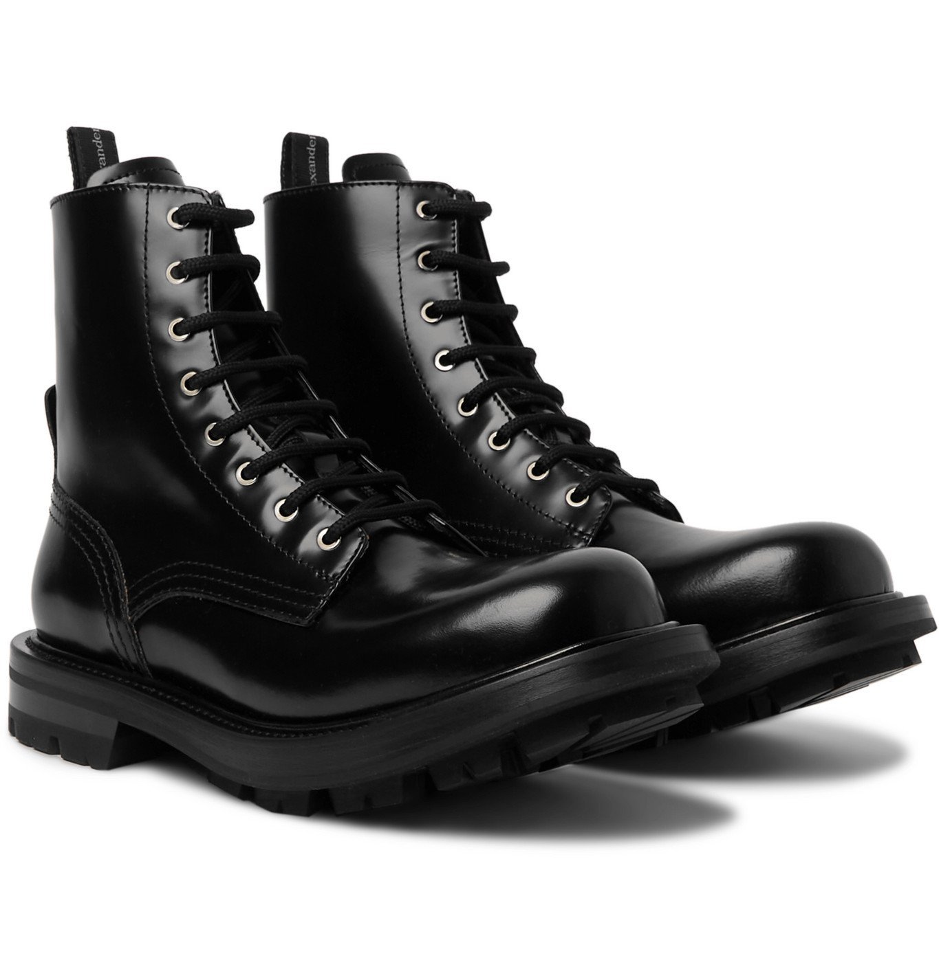 ALEXANDER MCQUEEN - Spazzolato Leather Boots - Black Alexander McQueen