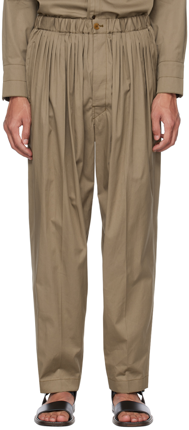 LEMAIRE Beige Pleated Relaxed Trousers Lemaire
