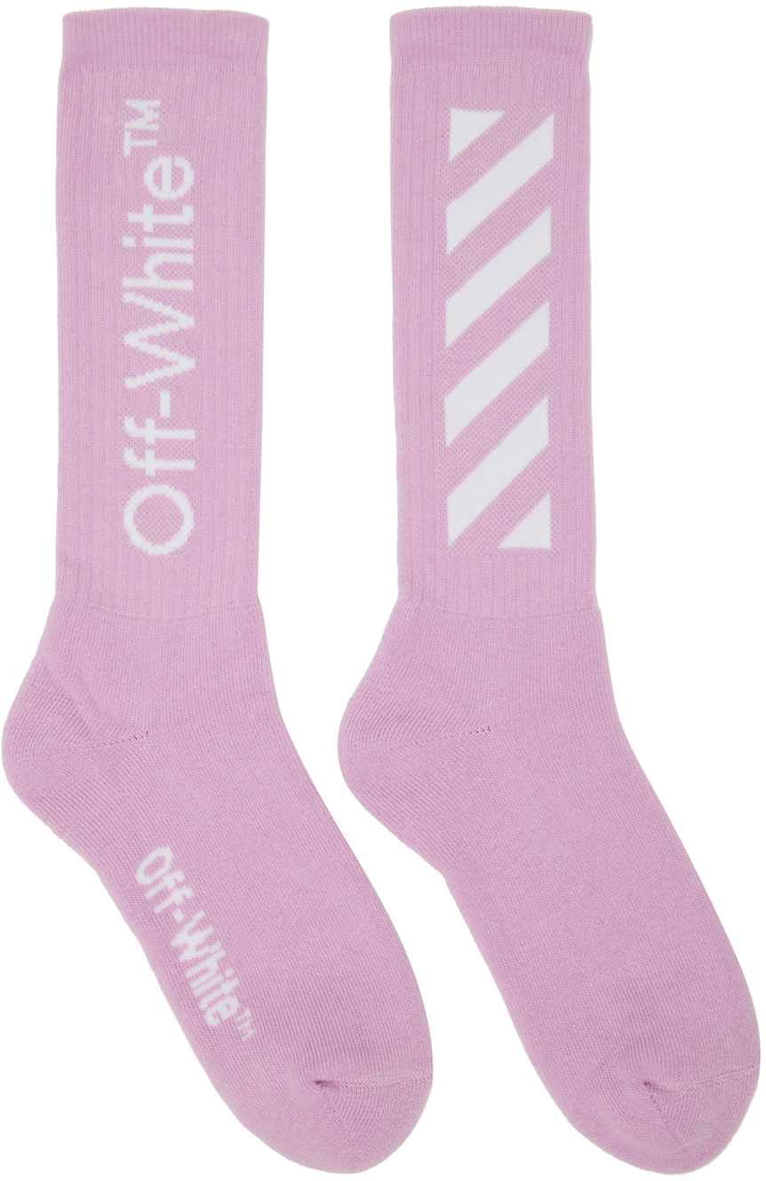 Off-White Purple Diag Helvetica Socks Off-White