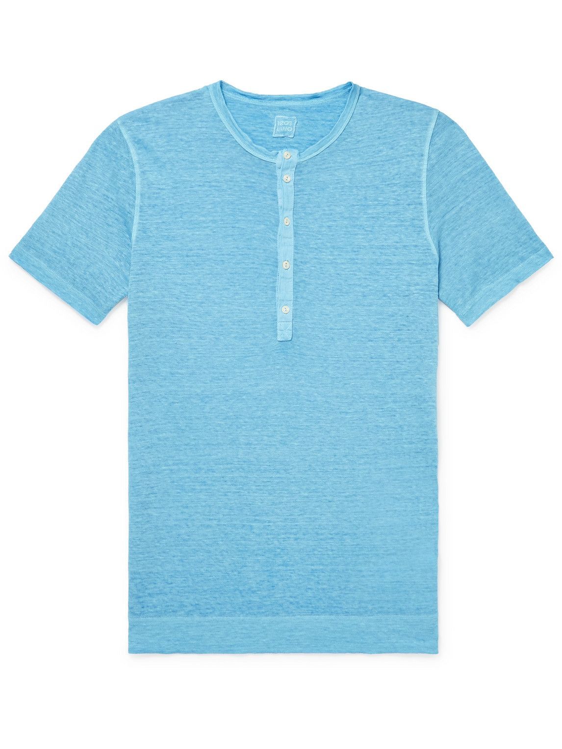 120% - Slim-Fit Linen Henley T-Shirt - Blue 120%