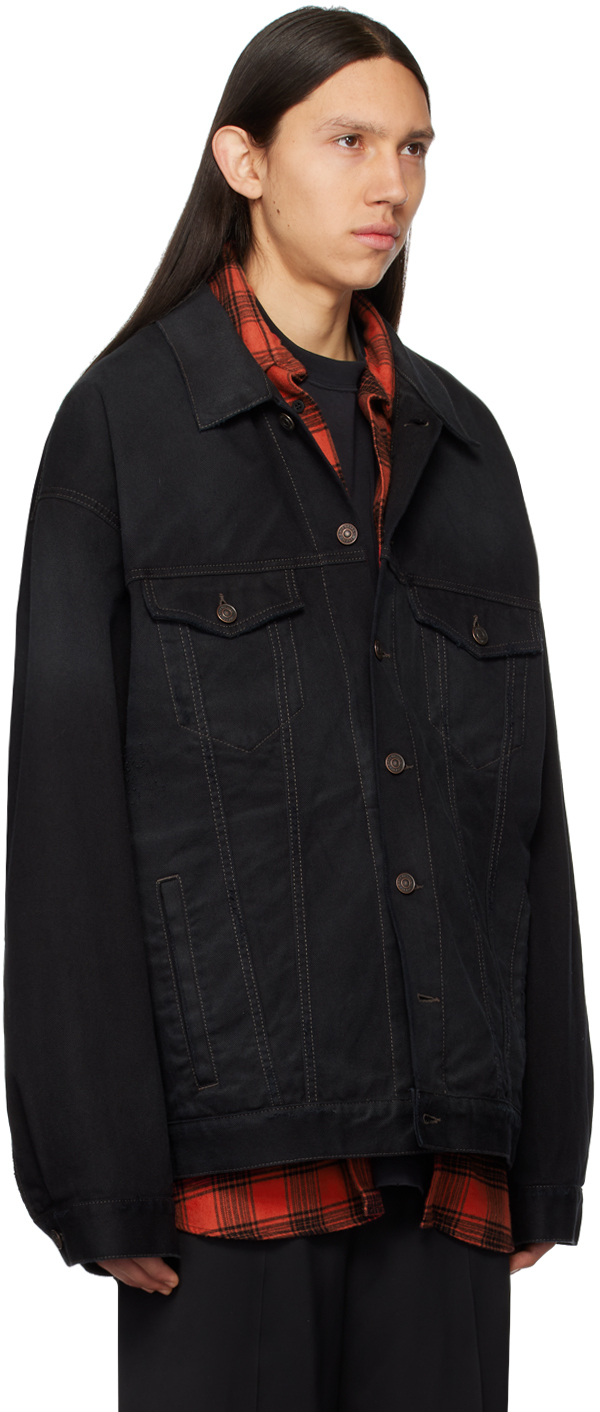 Balenciaga Black Hand Drawn BB Denim Jacket Balenciaga